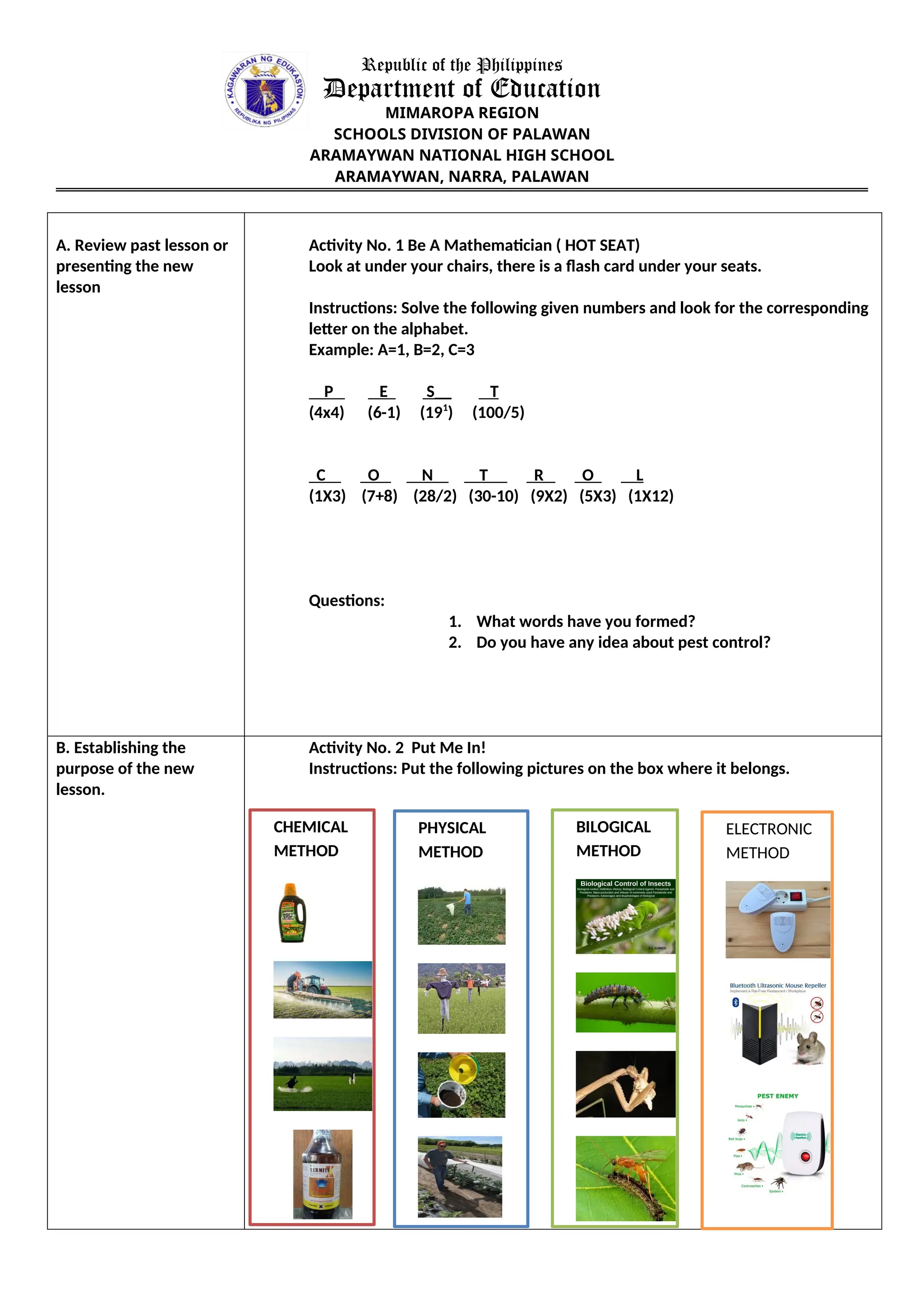 daily lesson plan agriculture grade 9.docx