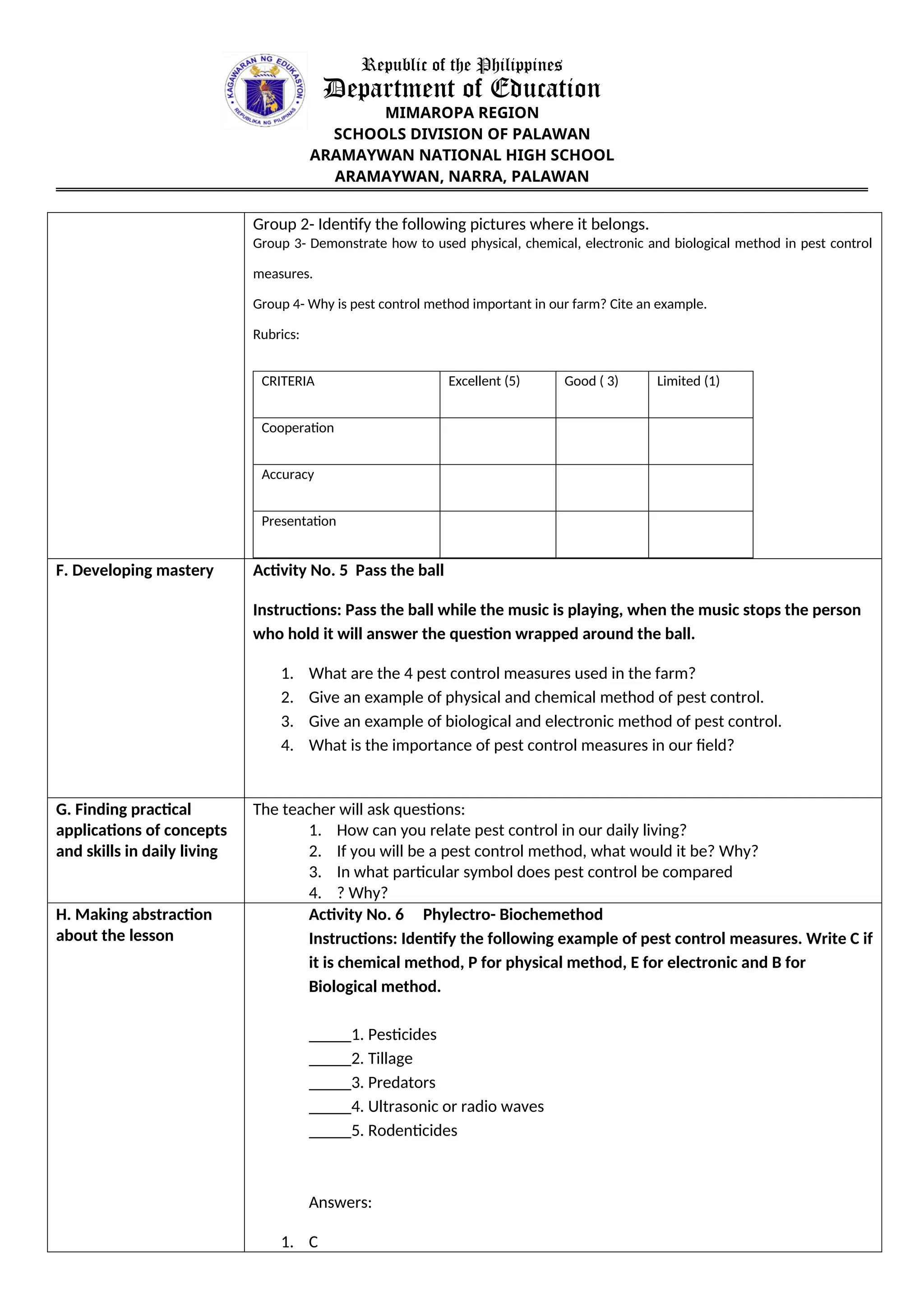 daily lesson plan agriculture grade 9.docx