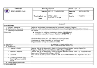 Daily Lesson Plan in Mathematics Quarter 4 | DOCX