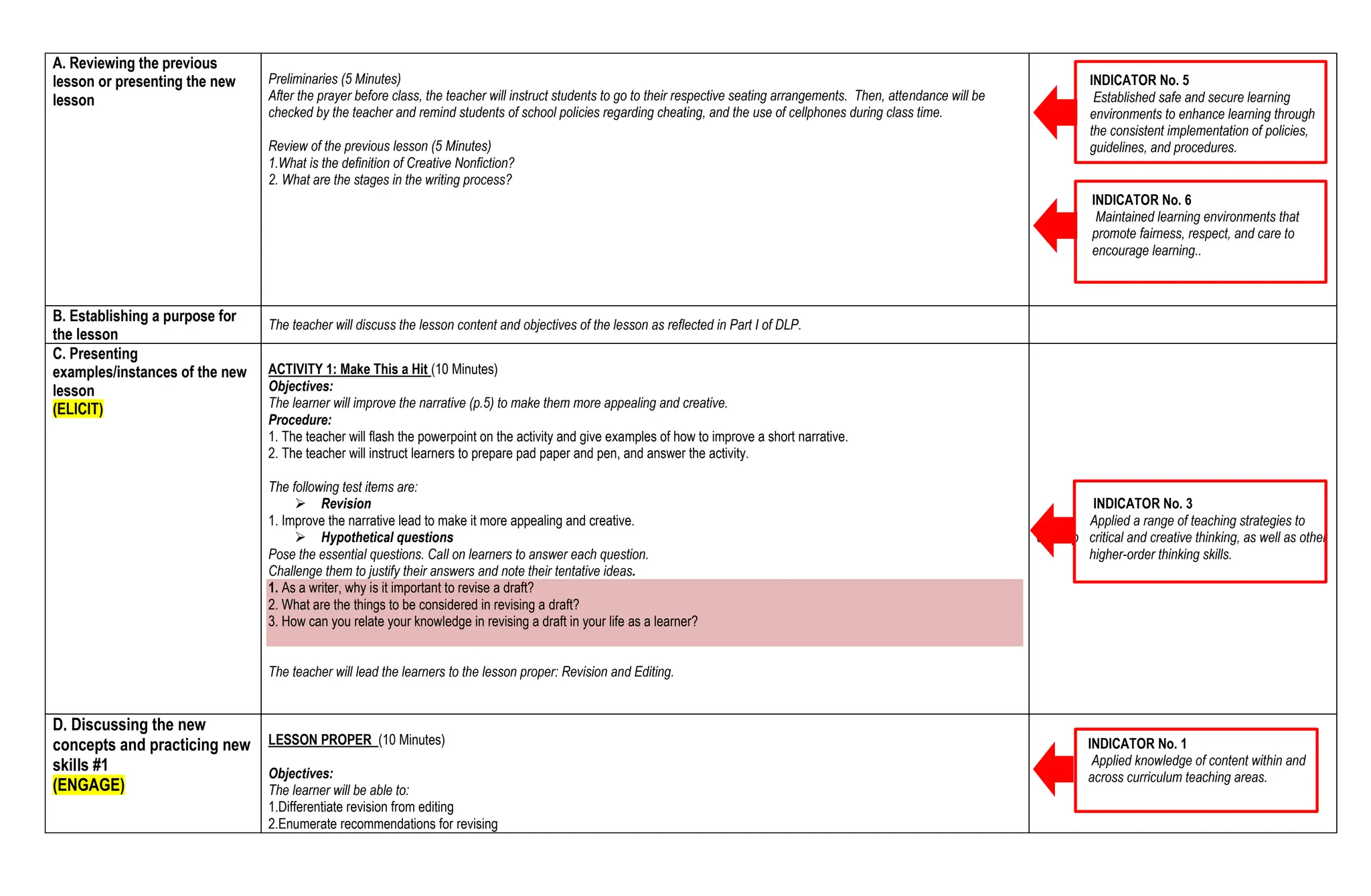 Daily Lesson Plan for Classroom Observation Template.docx | Educational ...