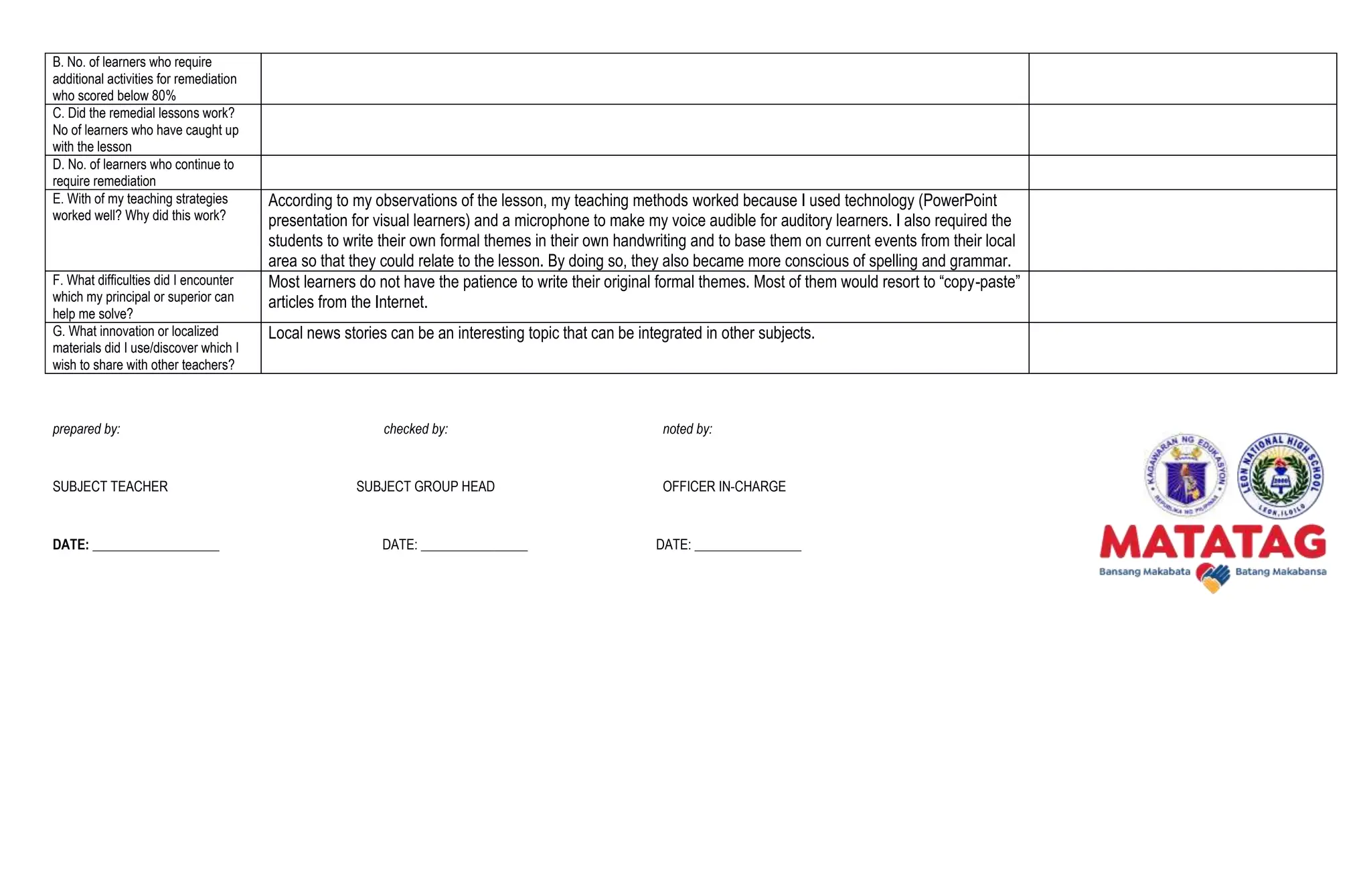 Daily Lesson Plan for Classroom Observation Template.docx