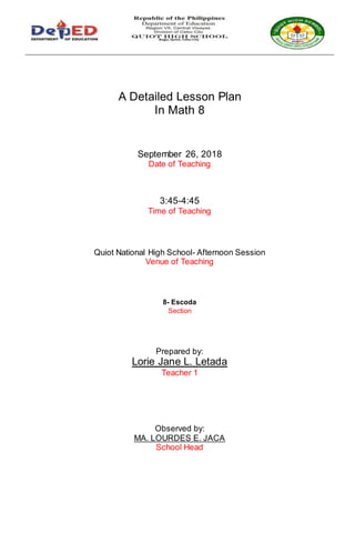 Detailed Lesson Plan in Math | DOCX