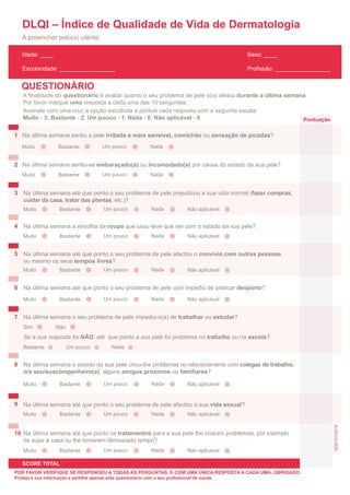 DLQI - Índice de Qualidade de Vida em Dermatologia | PDF