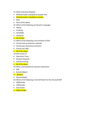 DLR MCQs | PDF | Programming Languages | Computing