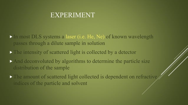DLS dynamic light scattering | PPTX | Chemistry | Science