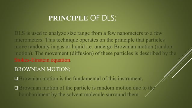 DLS dynamic light scattering | PPTX | Chemistry | Science