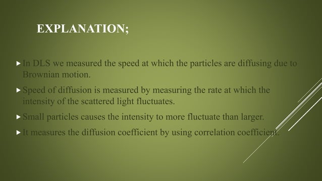 DLS dynamic light scattering | PPTX | Chemistry | Science