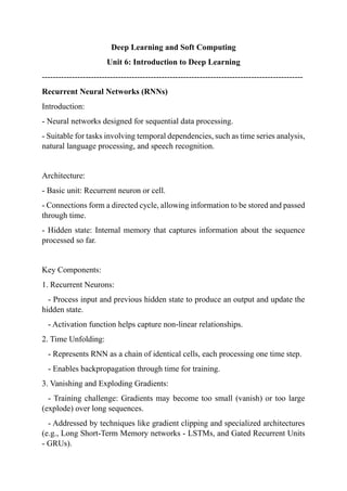 Unit 6: Introduction to Deep Learning & RNN | PDF
