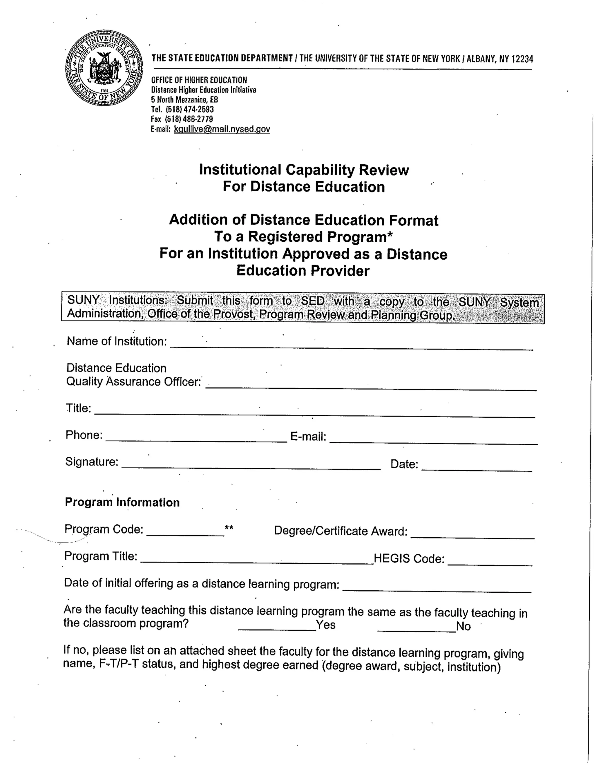 SED Institutional Capability Review for Distance Learning- short form | PDF