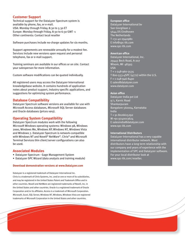 DataLyzer Spectrum Brochure | PDF | Databases | Computer Software and Applications