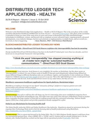 Distributed Ledger Tech Applications - Health Report V1.2 | PDF
