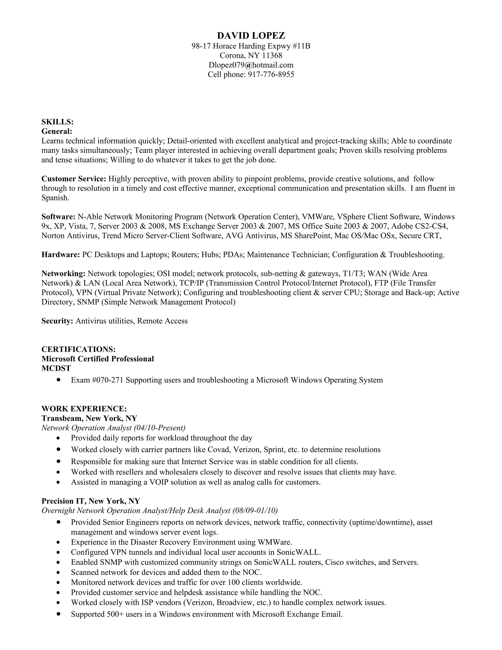 Dl tech resume 2010 | PDF