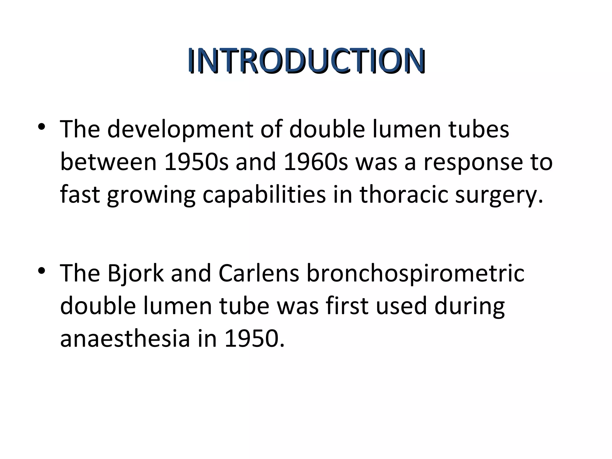 Double Lumen Endobronchial Tubes ppt | PPT