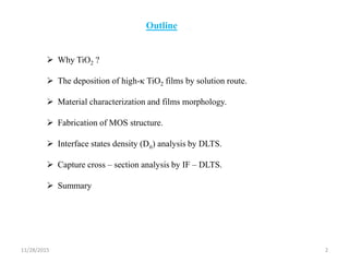 DLTS Study on interface of Si/TiO2 | PPT