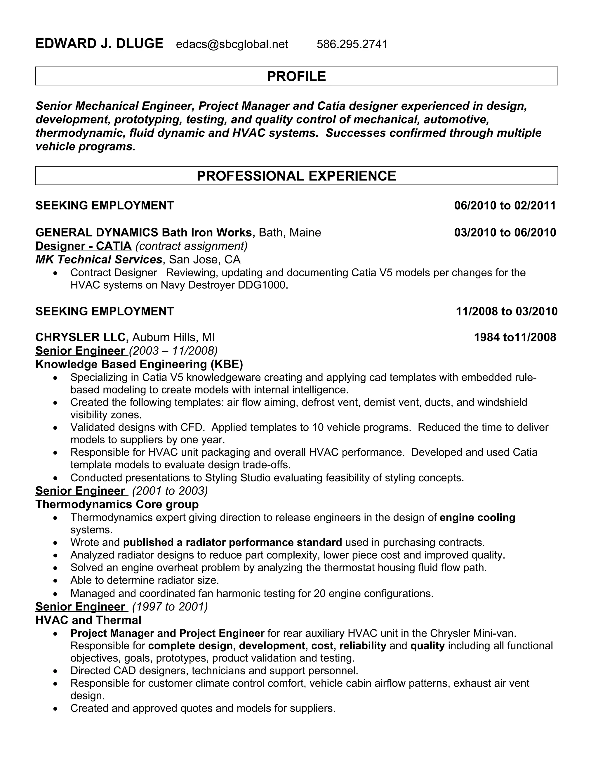 Dluge Edward J Resume 6 | PDF