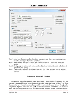 Digital Literacy Material for I BA/BCOM/BSC II-Sem Students | PDF