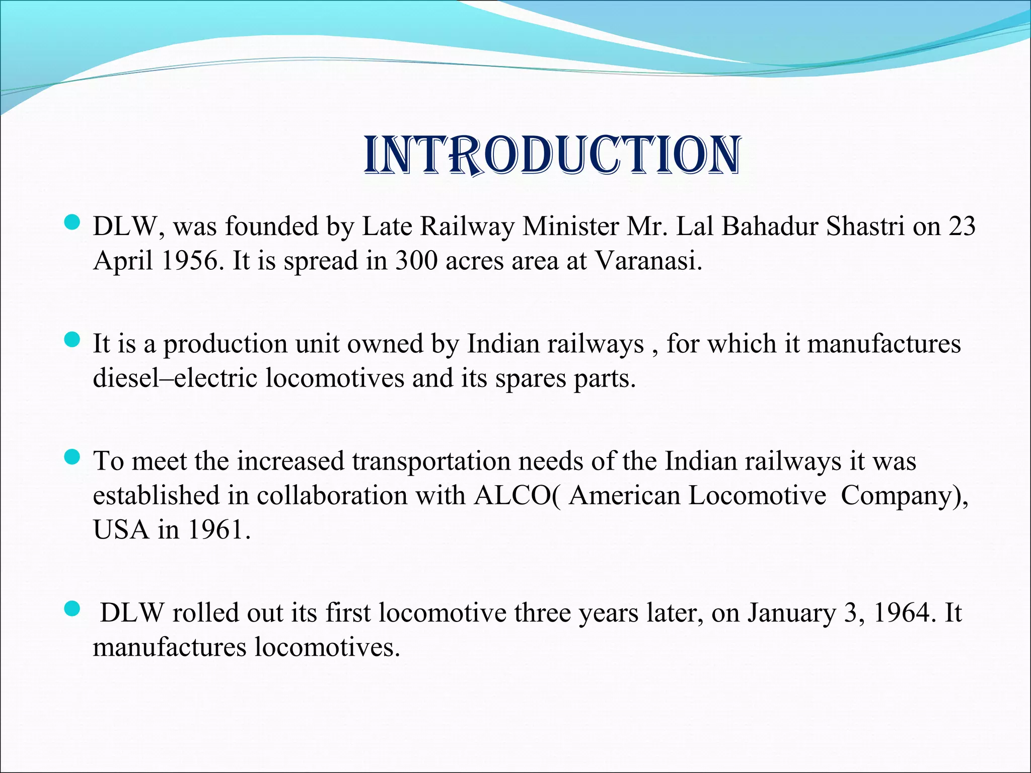 DLW varanasi summer training report | PPT