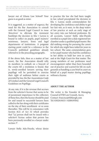 The Conundrum of The Ubiquitous Solicitor's License Saga: Has the spectre created by the supreme ...