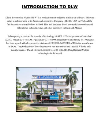 DLW, Varanasi Summer Training Report- CIVIL Branch | PDF