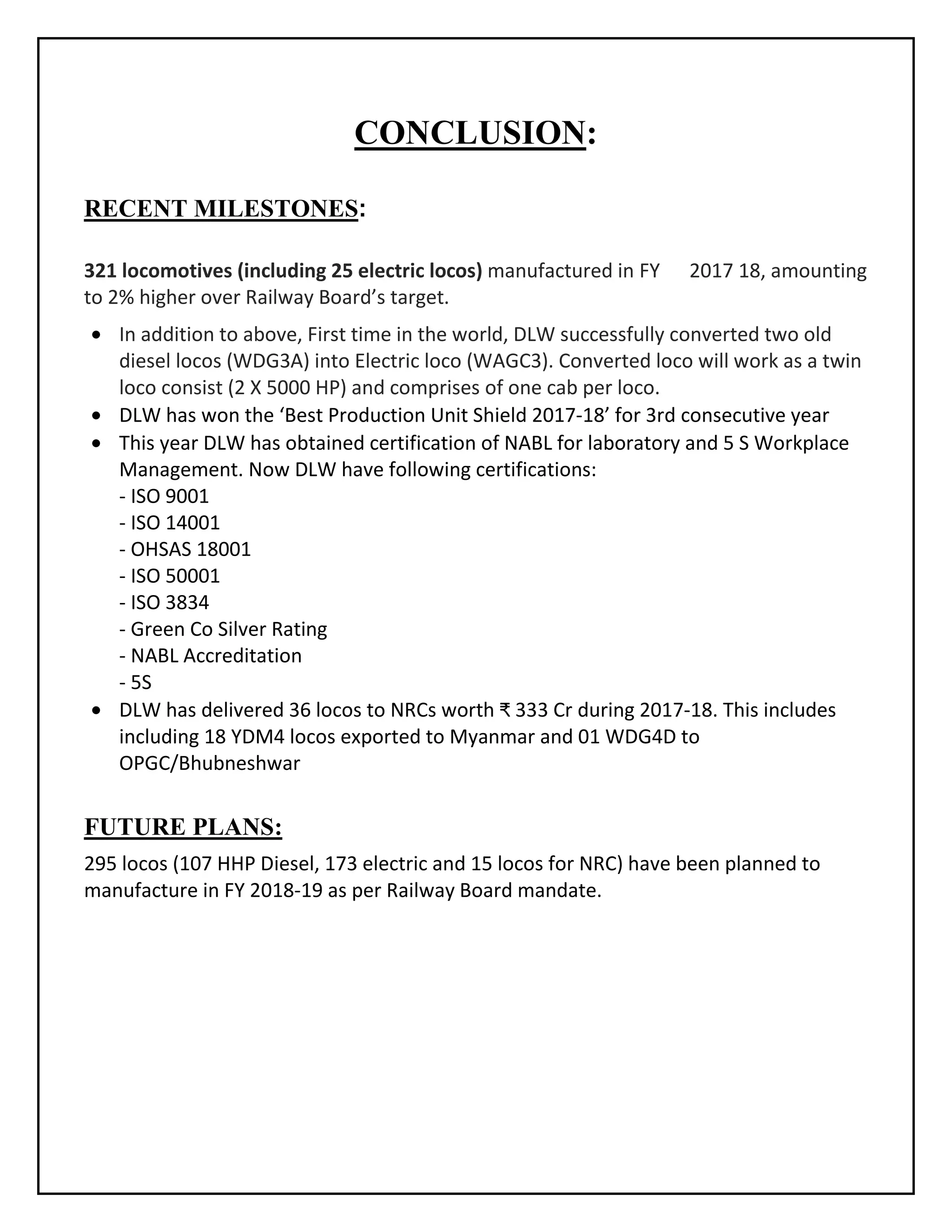 DLW vocational training report | PDF