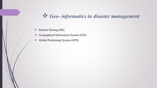 APPLICATION OF SCIENCE AND TECHNOLOGY FOR DISASTER MANAGEMENT ...