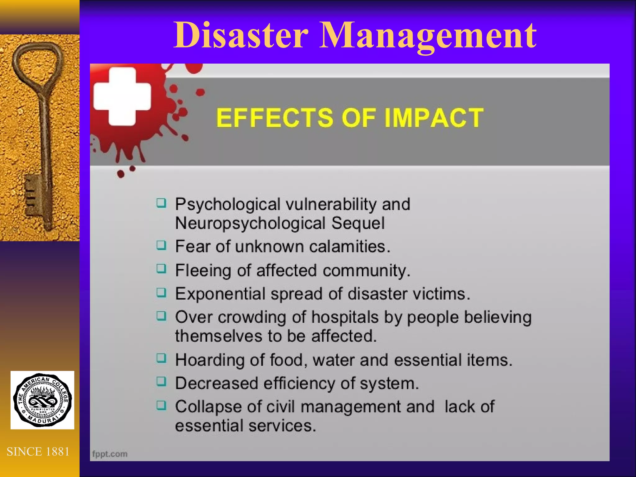 Dr.C.Muthuraja's Presentation on 'Disaster Management:Cautions and ...