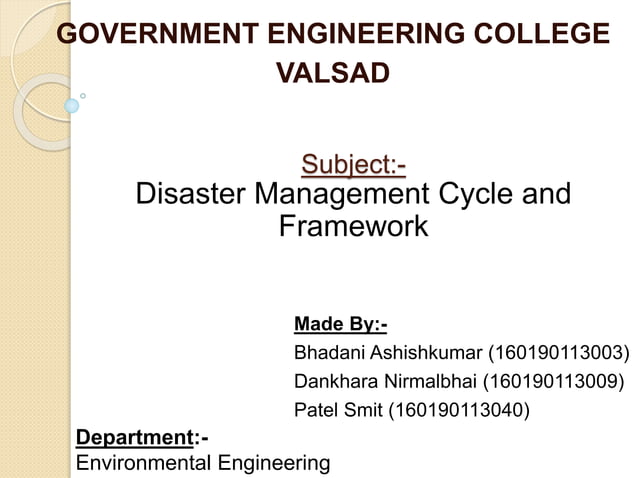 Framework and disaster management cycle | PPT
