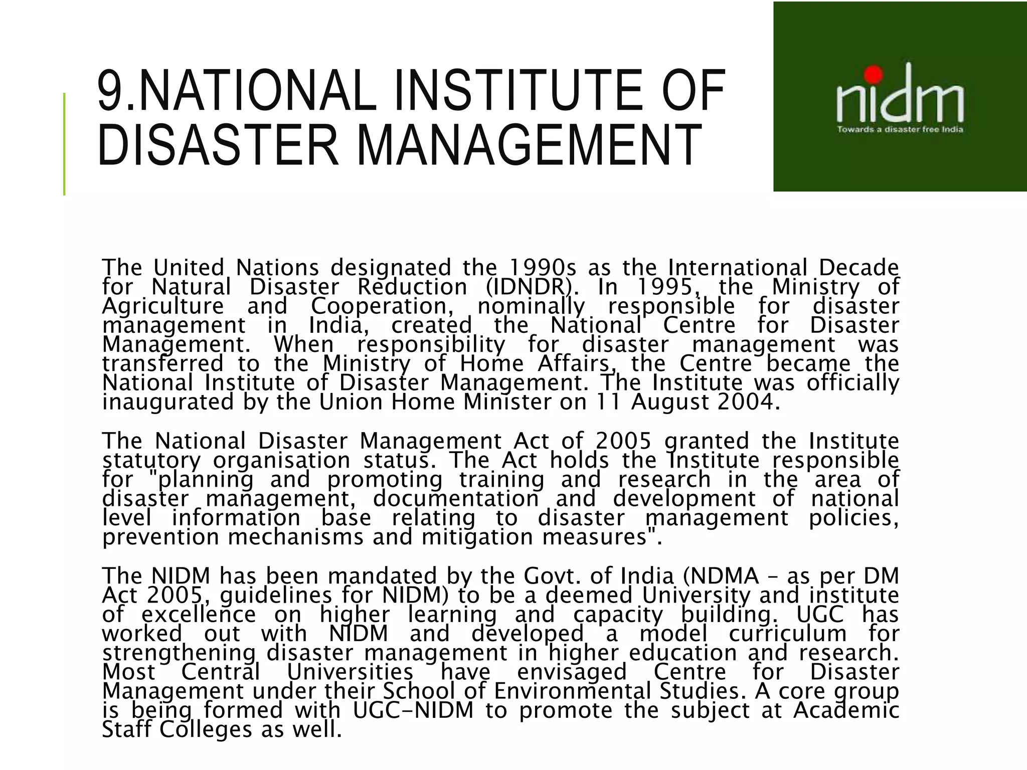 Disaster management framework in India | PPTX