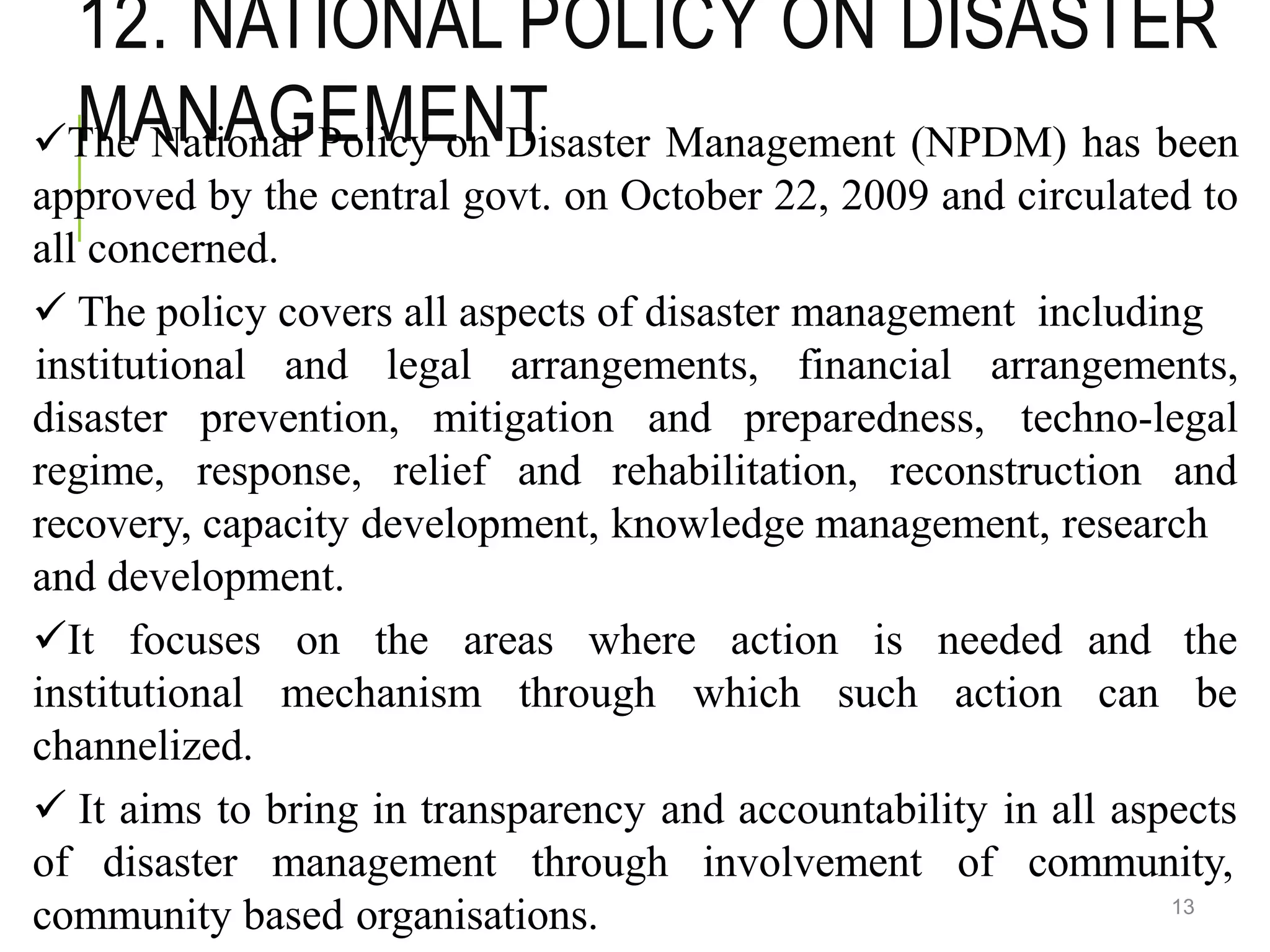 Disaster management framework in India | PPTX