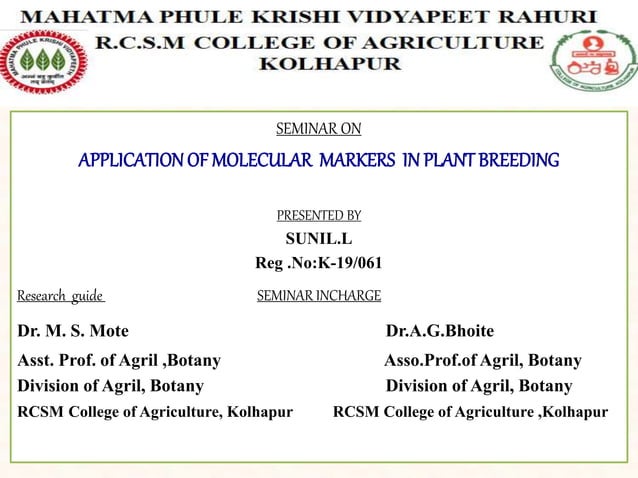 molecular markers ,application in plant breeding | PPTX