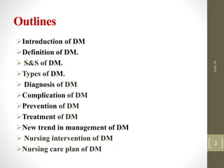 New Trends in Diabetes and nursing care plan | PPTX