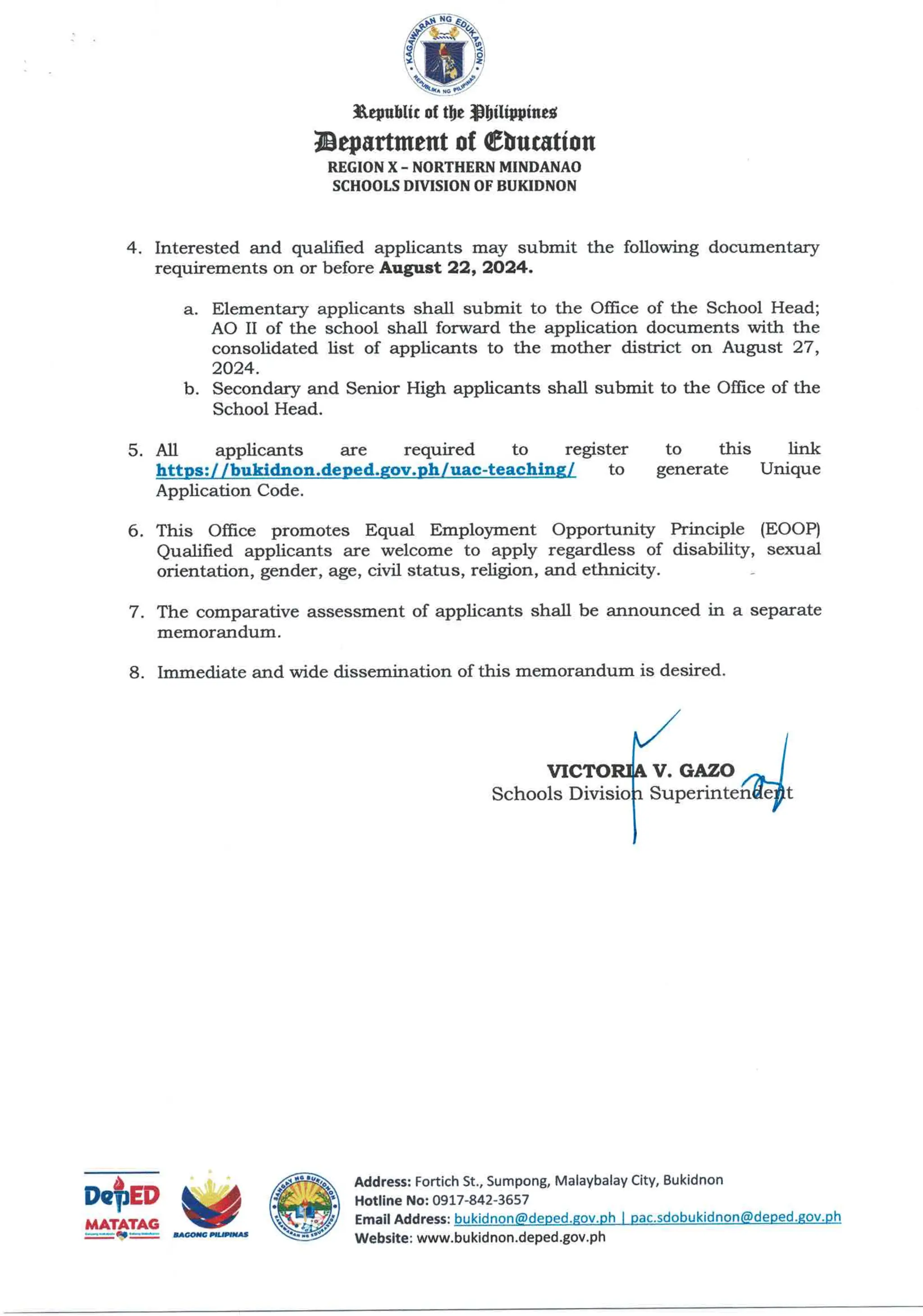 Department of Education Memorandum Philippines | PDF