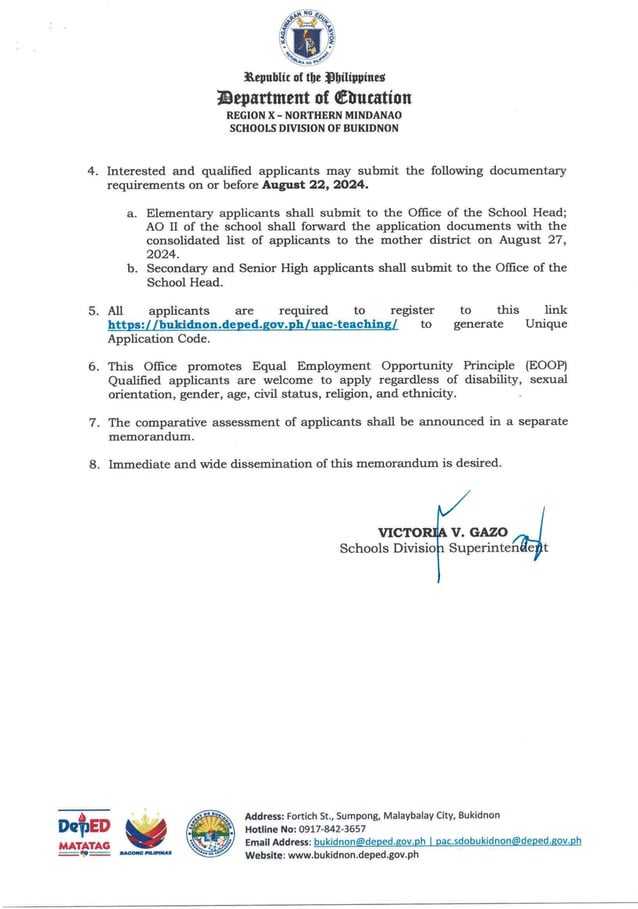 Department of Education Memorandum Philippines | PDF