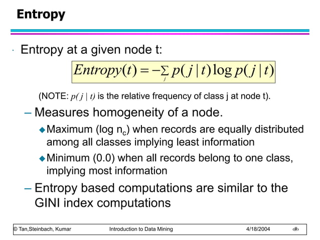 Data mining lecture about gini index and something | PPT | Physics | Science