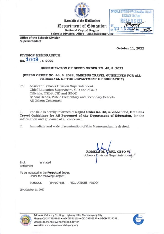 DISSEMINATION-OF-DEPED-ORDER-NO.-43-S.-2022-OMNIBUS-TRAVEL-GUIDELINES-FOR-ALL-PERSONNEL-OF-THE ...