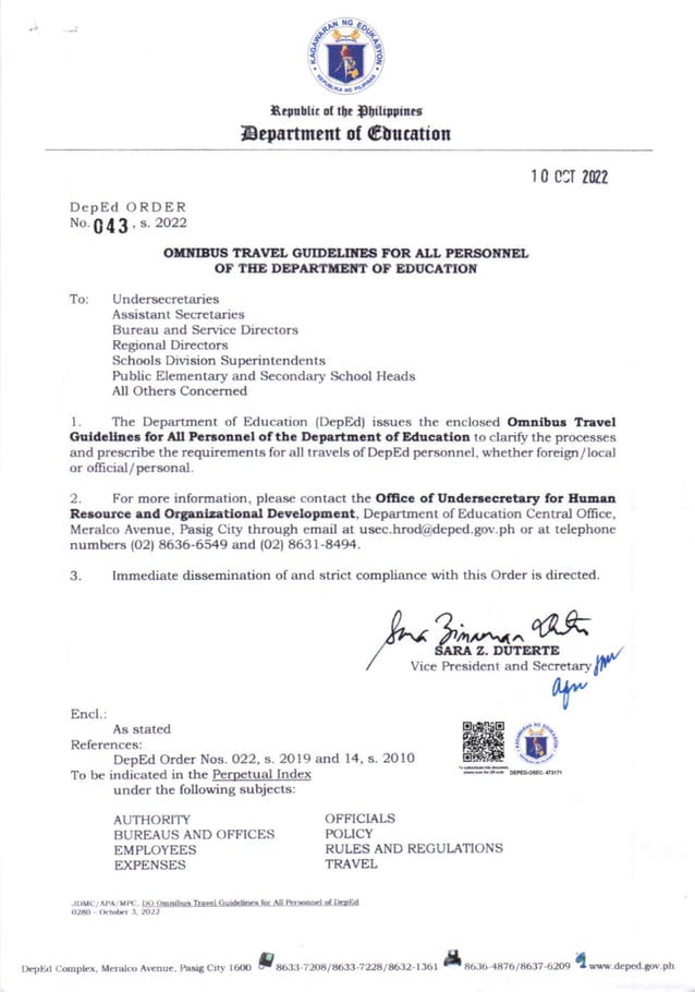 DISSEMINATION-OF-DEPED-ORDER-NO.-43-S.-2022-OMNIBUS-TRAVEL-GUIDELINES-FOR-ALL-PERSONNEL-OF-THE ...