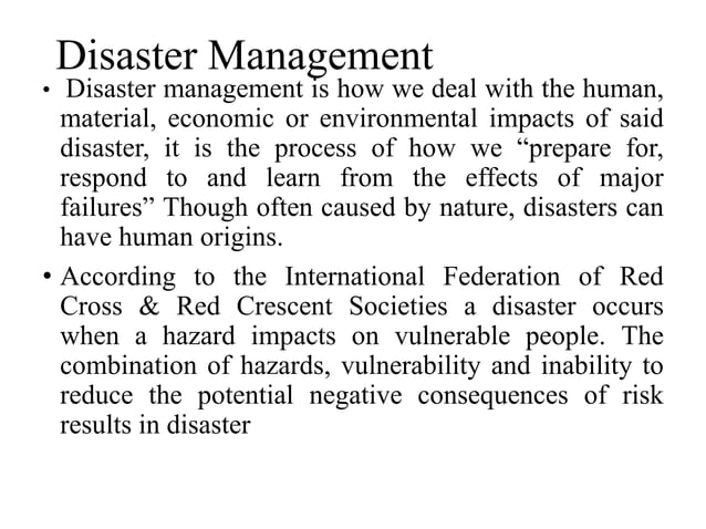 Disaster management disaster management cycle | PPT