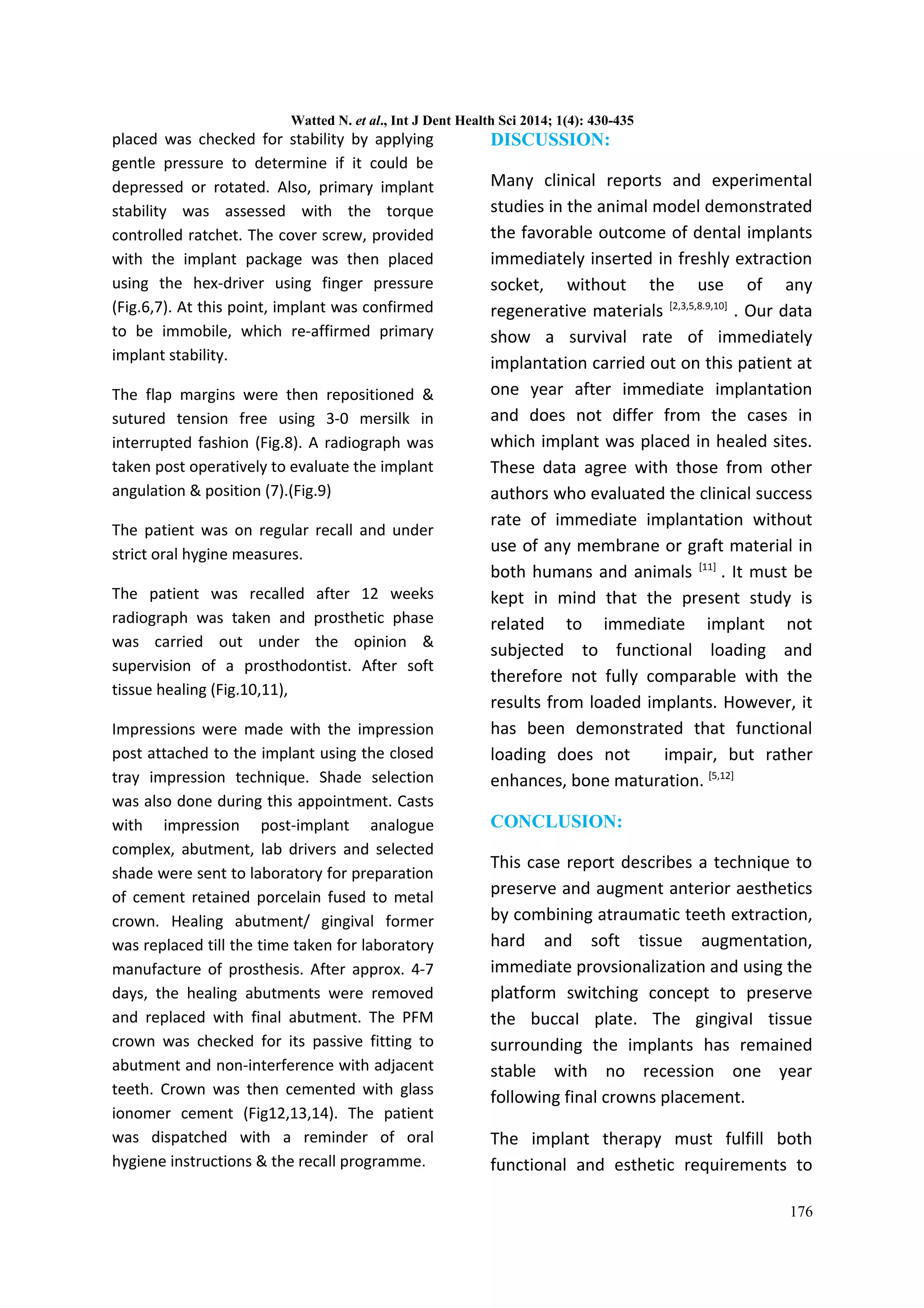 EXTRACTION,IMMEDIATE IMPLANT-A CASE REPORT | PDF