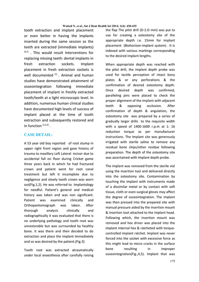 EXTRACTION,IMMEDIATE IMPLANT-A CASE REPORT | PDF