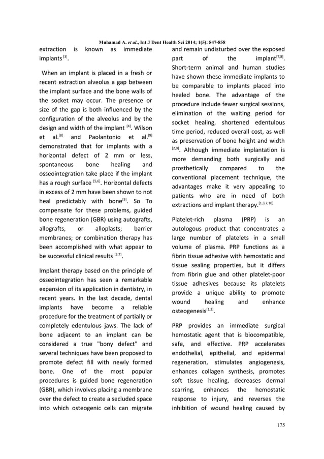 EXTRACTION AND IMMEDIATE IMPLANT PLACEMENT USING A COMBINED PRF, AND PROVISIONALIZATION ...