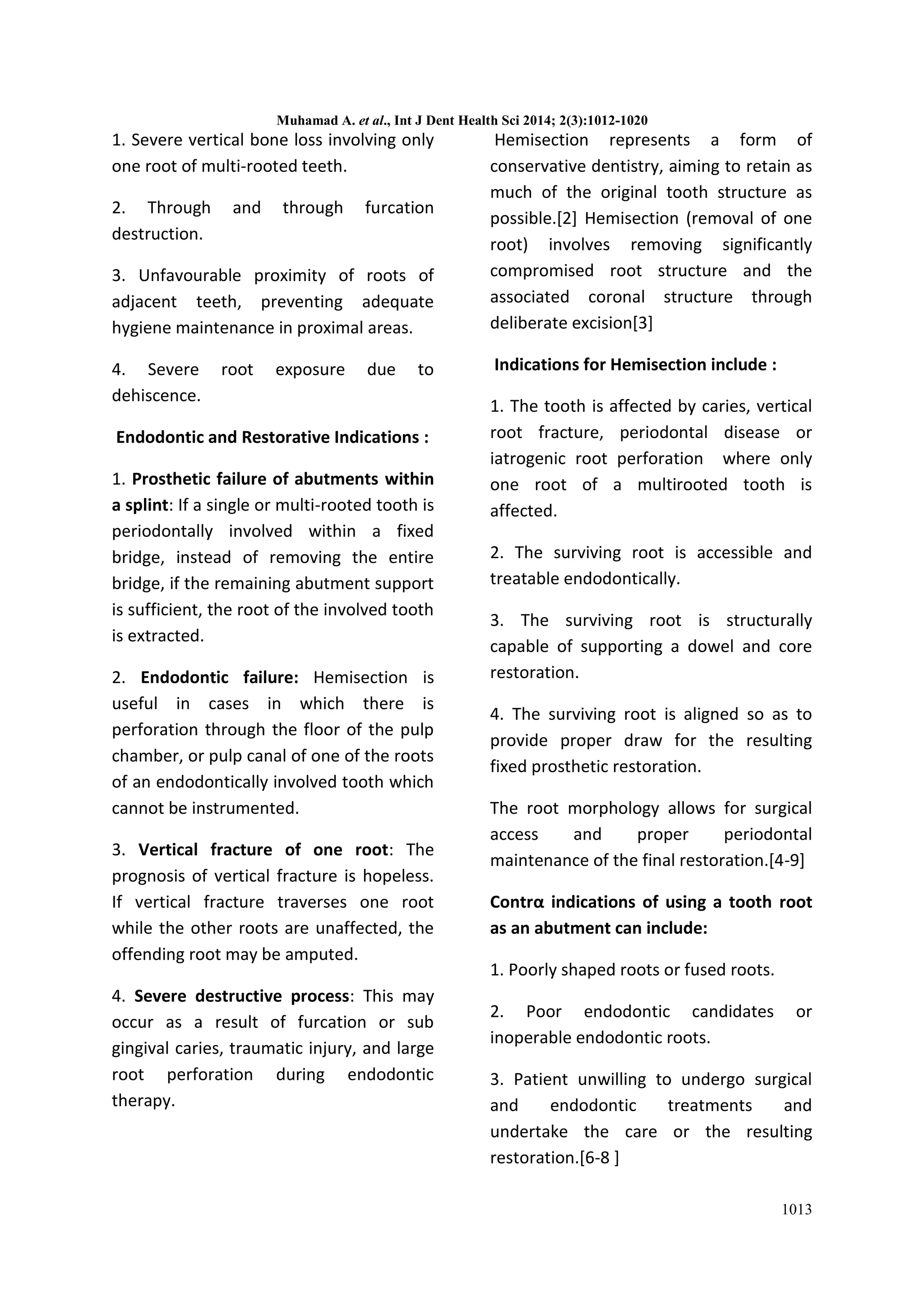 HEMISECTION: A CONSERVATIVE APPROACH FOR FURCATION-INVOLVED MANDIBULAR ...