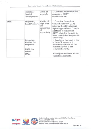 Conduct of SY 2024-2025 Mid-Year Break School-Based INSET | PDF