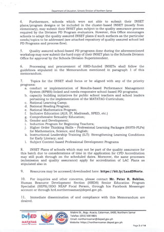 Conduct of SY 2024-2025 Mid-Year Break School-Based INSET | PDF