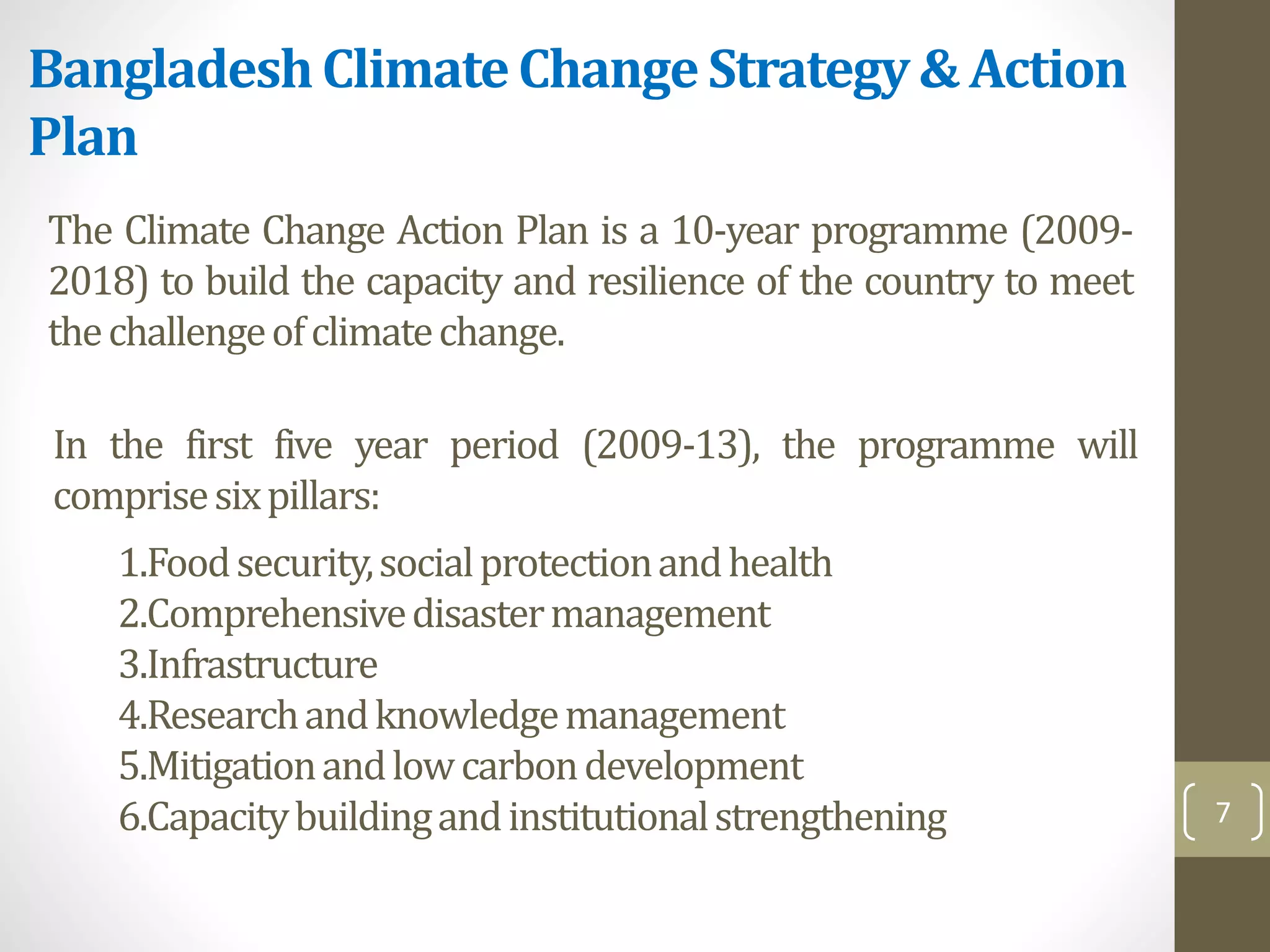 Critically evaluate the salient features of Bangladesh Climate Change ...