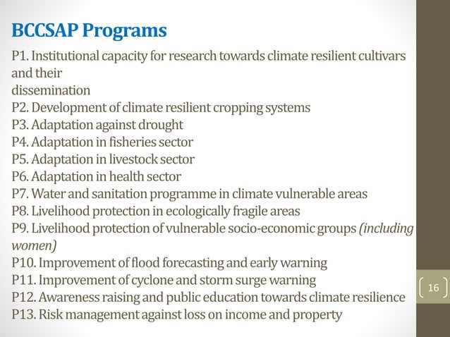 Critically evaluate the salient features of Bangladesh Climate Change ...