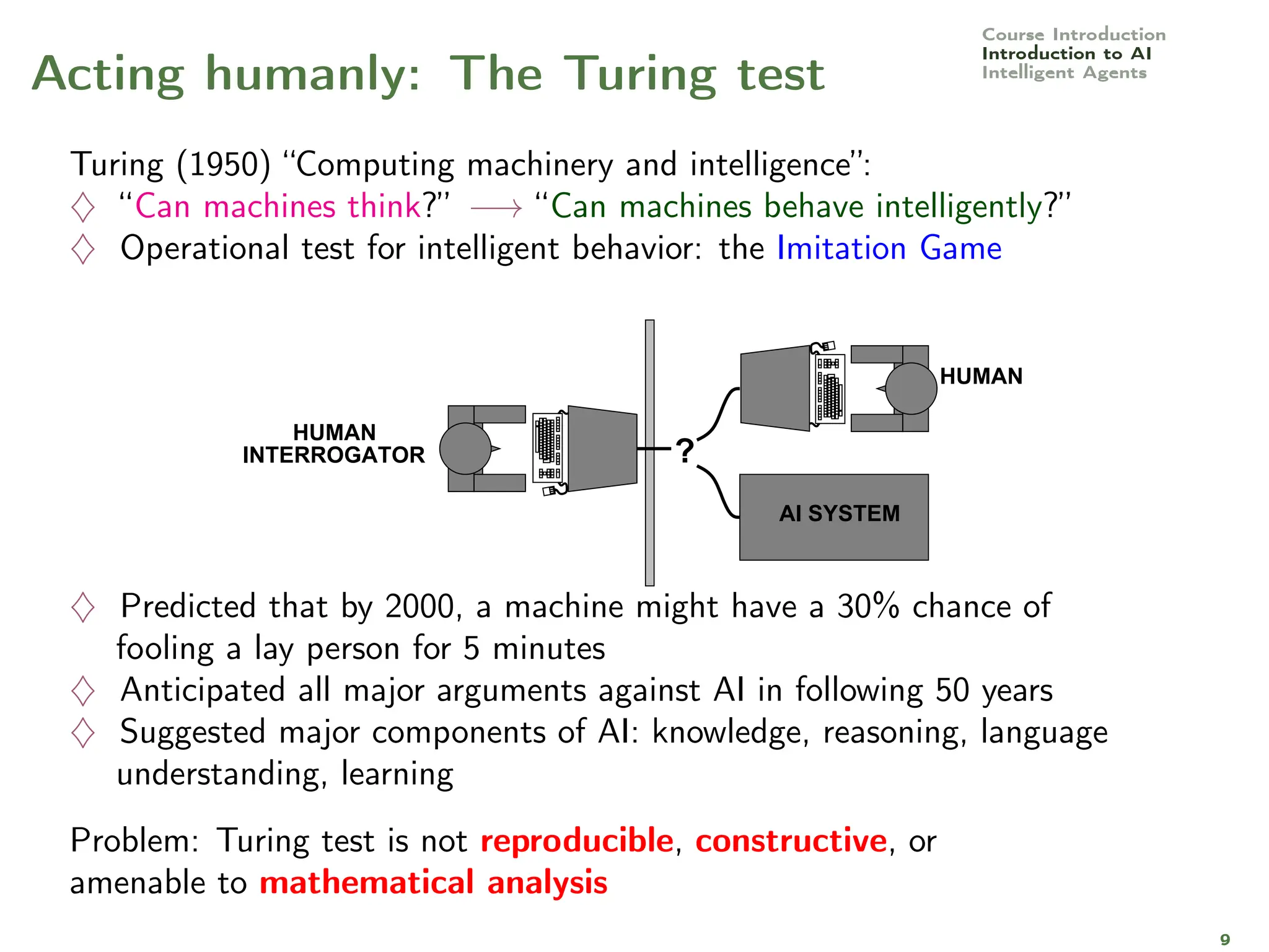 Course Introduction Artificial Intelligence by Marco Chiarandini | PPT