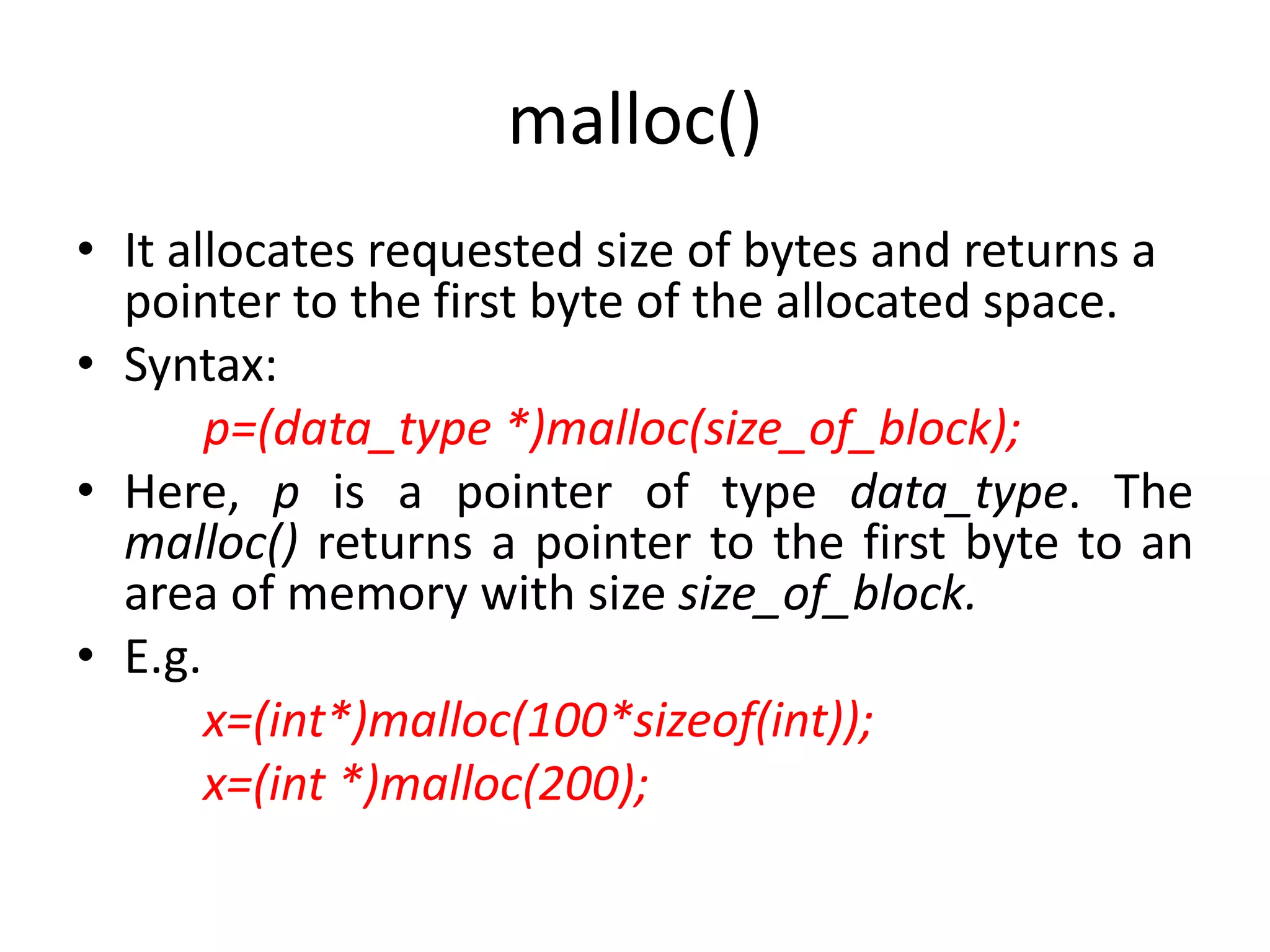 Dynamic Memory Allocation(DMA) | PPTX | Programming Languages | Computing