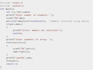 Dynamic Memory Allocation(DMA) | PPTX | Programming Languages | Computing