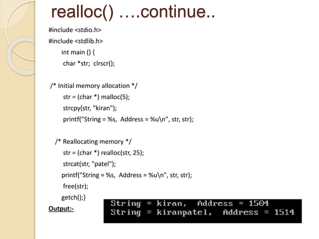 Dynamic memory Allocation in c language | PPTX