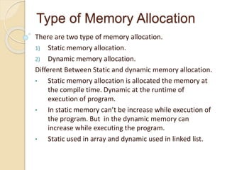 Dynamic memory Allocation in c language | PPTX
